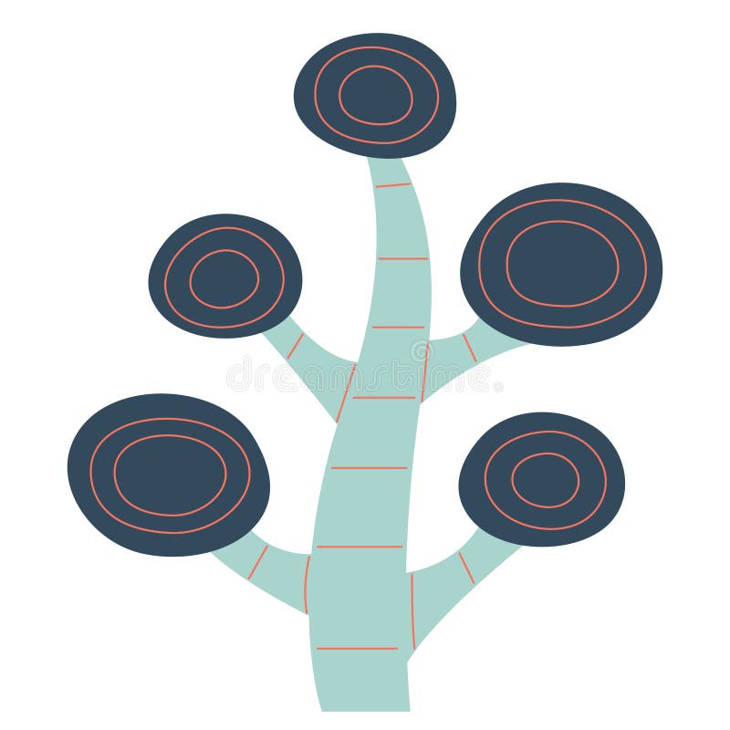 Abstract Tree with Trunk, Branches and Leaves in Simple Doodle Style ...