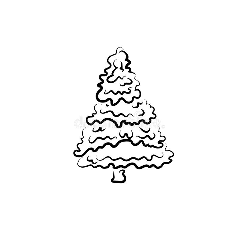 Big Tree Abstract Illustration Black Line Drawing Stock Vector ...