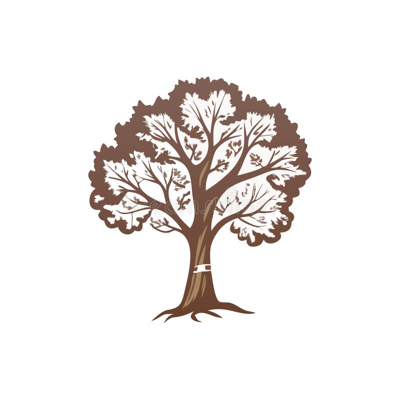 Abstract Tree Vector Illustration - Brown Tree Silhouette with Detailed ...