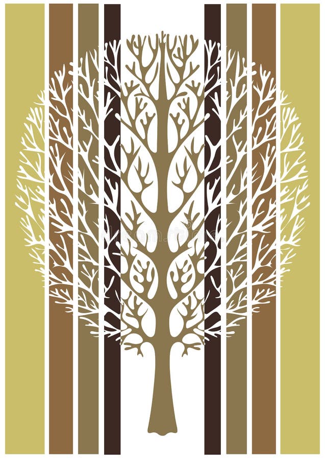 Abstract Tree, Vector Illustration, Vintage Stylized Monochrome Drawing ...
