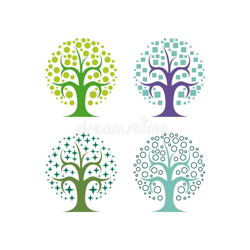 Abstract tree vector set stock vector. Illustration of landscape - 92333451