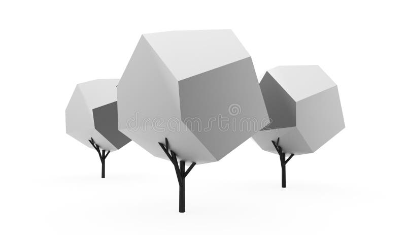 Trees Rendered Isolated on White Stock Illustration - Illustration of ...
