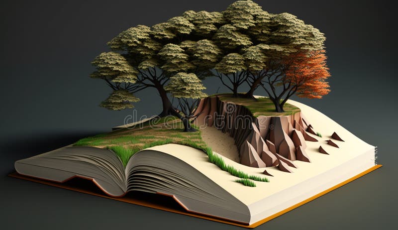Abstract Trees and Ground Above the Book Illustration Image Stock ...