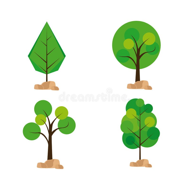 Set of Abstract trees stock vector. Illustration of digitally - 77935346