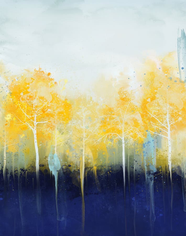 Abstract Trees with Splashes Stock Illustration - Illustration of ...