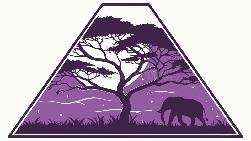 Abstract Triangle Frame with Elephant and Vibrant Trees, Vector Design ...