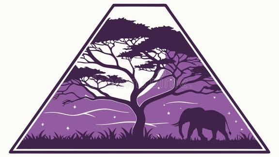 Abstract Triangle Frame with Elephant and Vibrant Trees, Vector Design ...