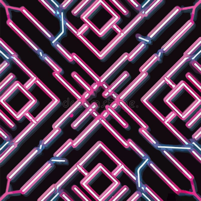 Triangle Line Geometrical Vector Seamless Pattern Neon Light Colorful ...