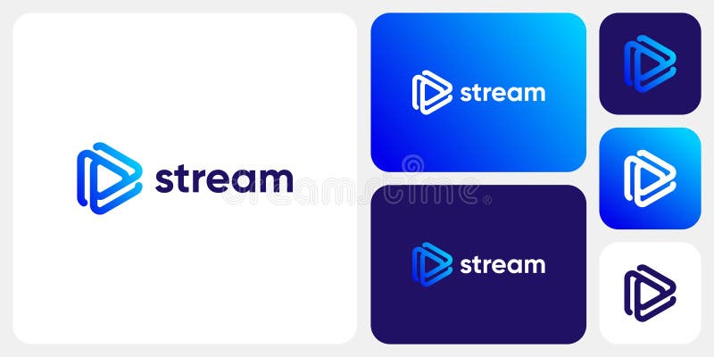 Abstract Triangle Line Shape Play Button Vector Logo Design with Modern ...