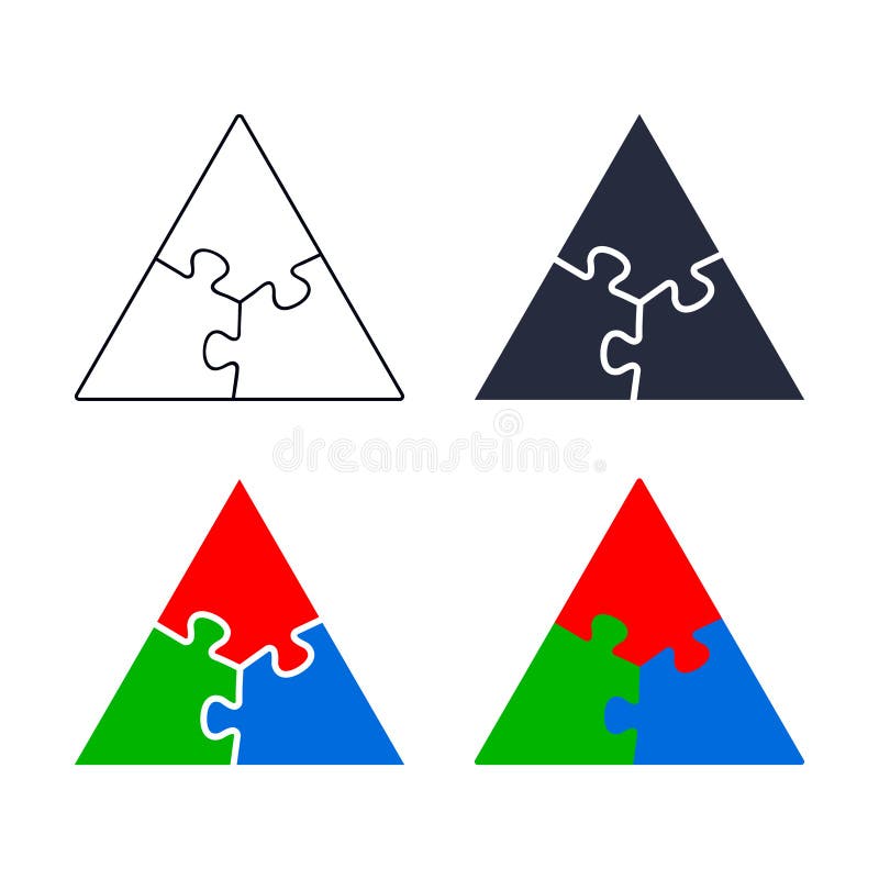 Abstract Triangle Made of Puzzle Pieces Set, Vector Isolated ...
