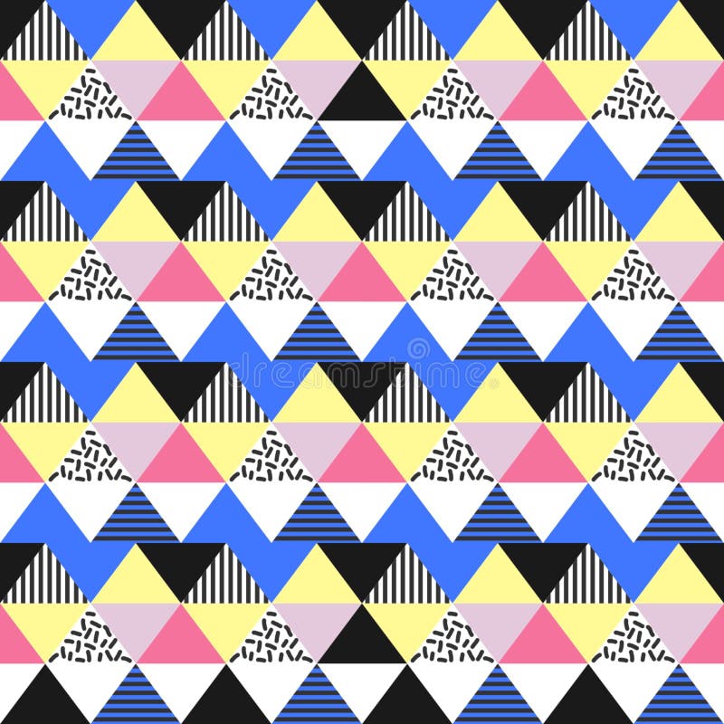 Abstract Memphis Geometric Triangle Seamless Pattern with Soft Colors ...