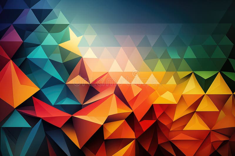 Abstract Triangle Mosaic in Bold and Bright Colors Stock Illustration ...