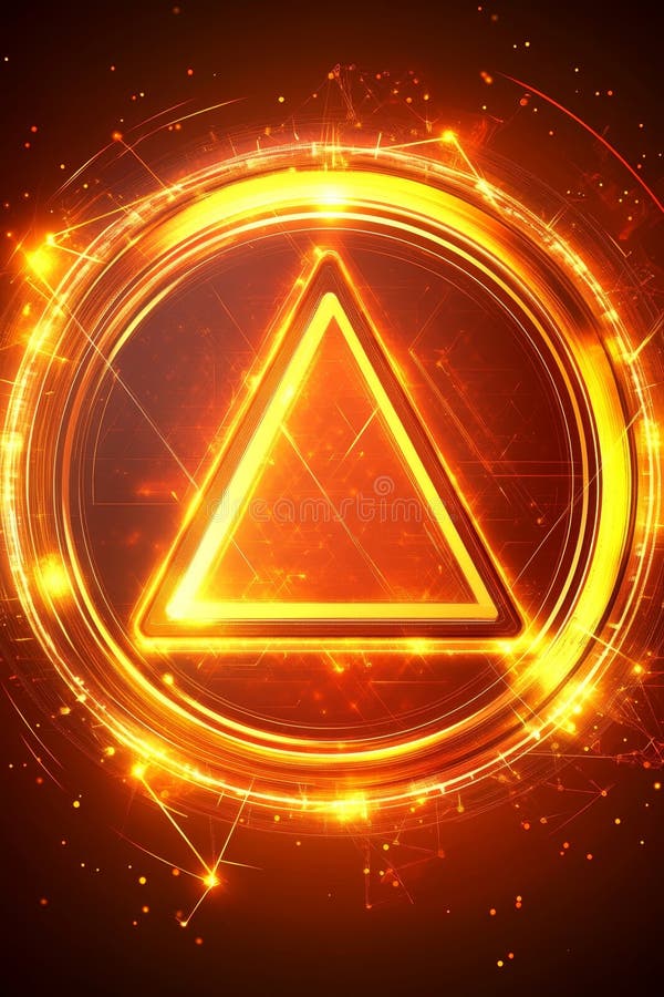 Abstract Triangle, Orange Technology Background Lines, Dots, Connection ...