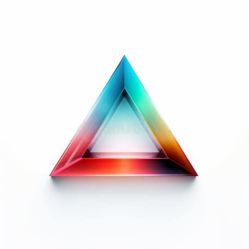Luminous Glass Triangle: Minimalist 3d Object in White Background Stock ...