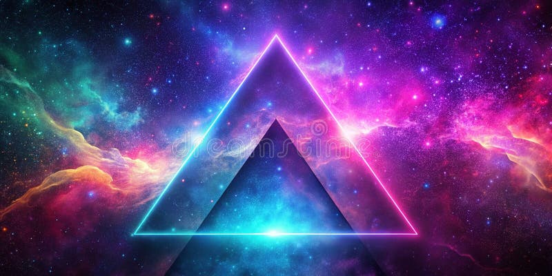 Abstract Triangle Pattern on a Neon Galaxy Background Creative AI Stock ...
