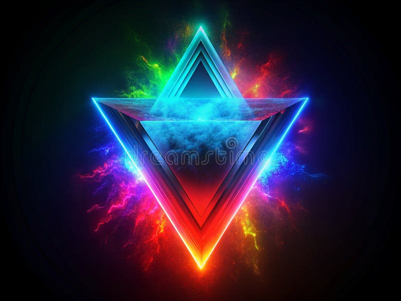 Abstract Triangle with Rainbow Explosion and Water Inside Stock Vector ...