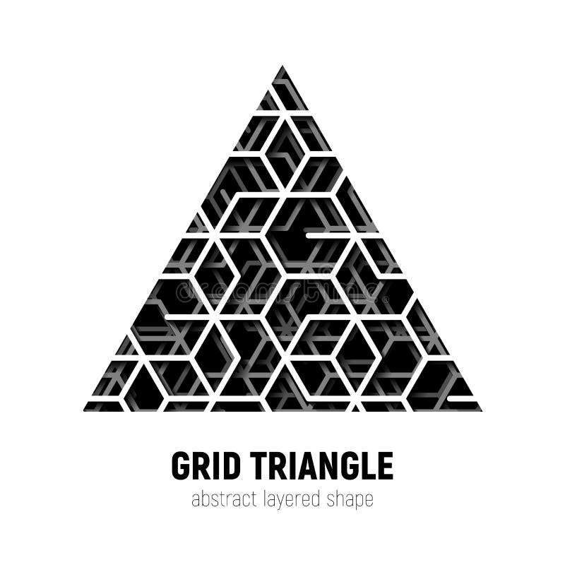 Abstract Triangle Shape With Layered Lines Triangular Grid And Shadow Stock Vector