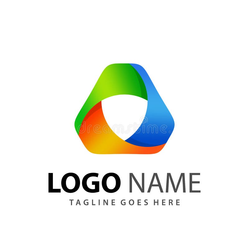 Abstract Triangle with Shield Logo Design Vector Illustration Template ...