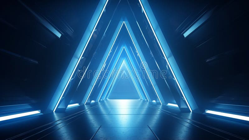 Abstract Triangle Spaceship Corridor. Futuristic Tunnel with Light ...