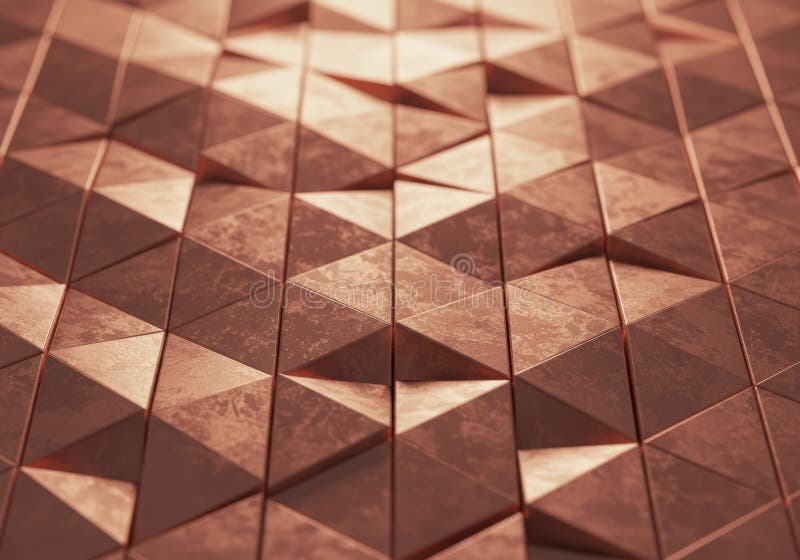 Abstract Triangle Tile Pattern in Metallic Copper Tone Stock ...
