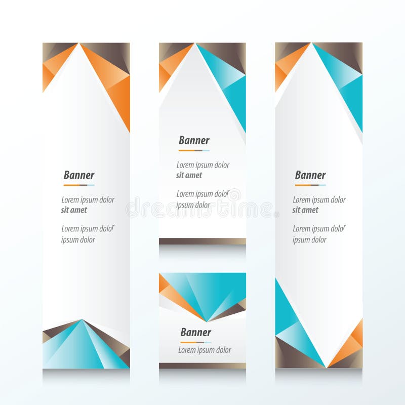 Abstract Triangle Vertical Banner Orange, Blue, Brown Stock Vector ...