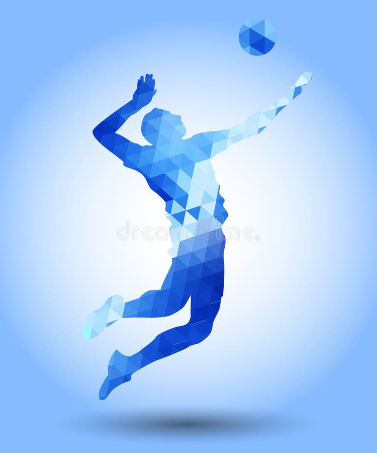 Abstract Triangle Volleyball Player Silhouette Stock Vector ...
