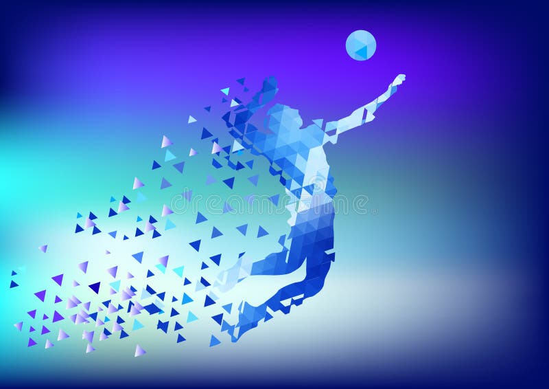 Abstract Triangle Volleyball Player Silhouette Stock Vector ...