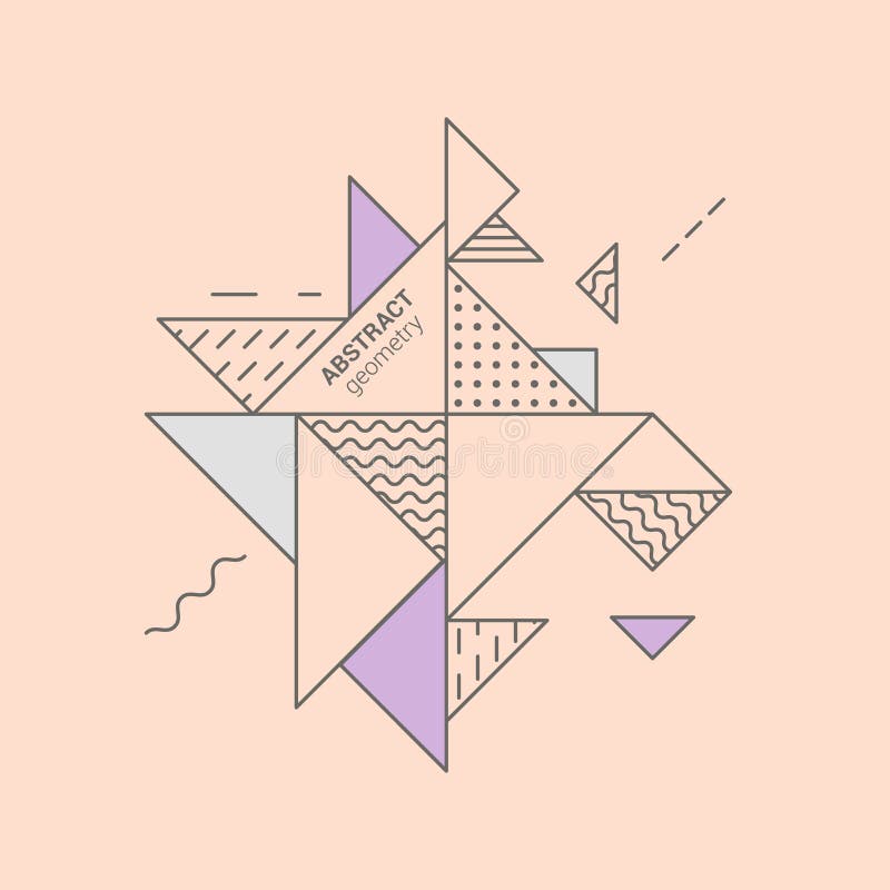Abstract Triangles Composition with Outline Elements and Geometry Stock ...