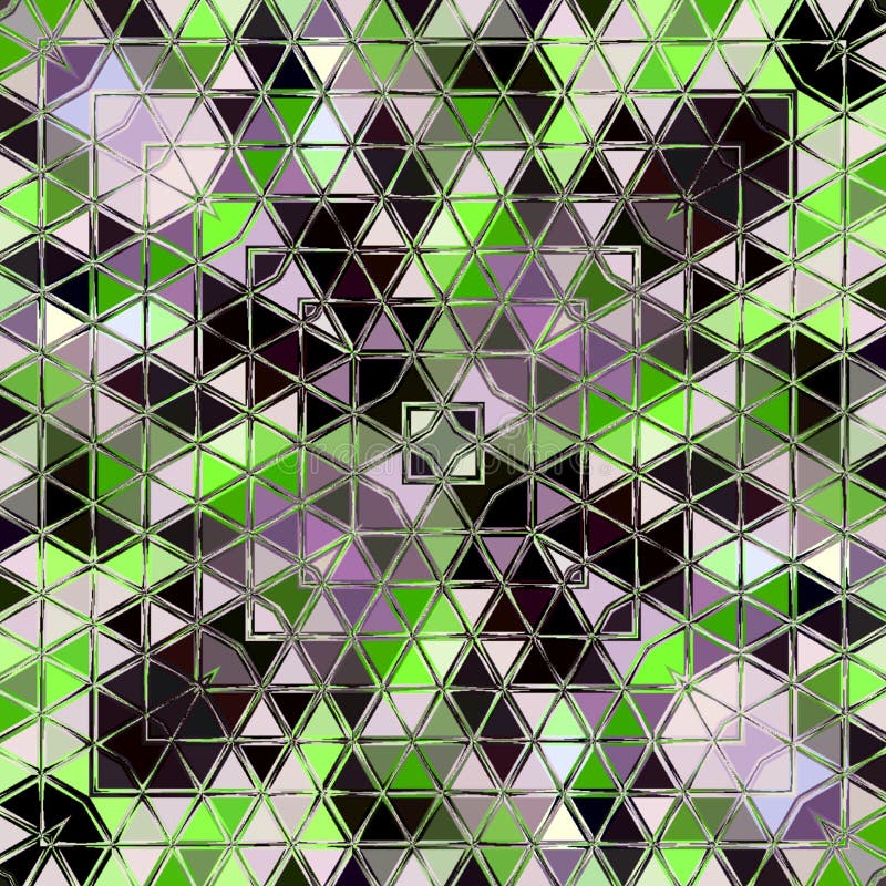 Abstract Triangles Mosaic Pattern in Green, Grey, White Stock ...