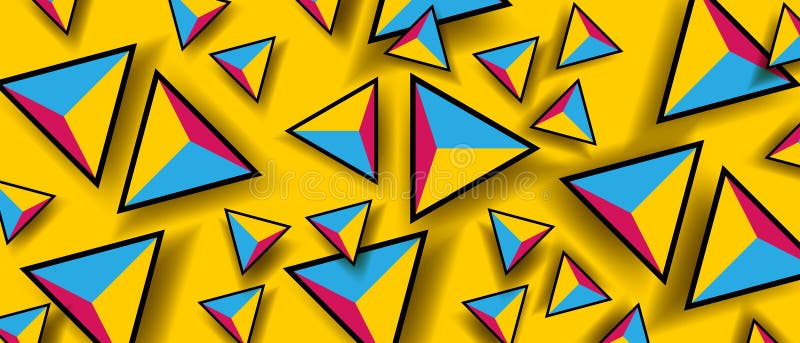 Abstract Triangles Pattern. Color Triangles on Yellow Background ...
