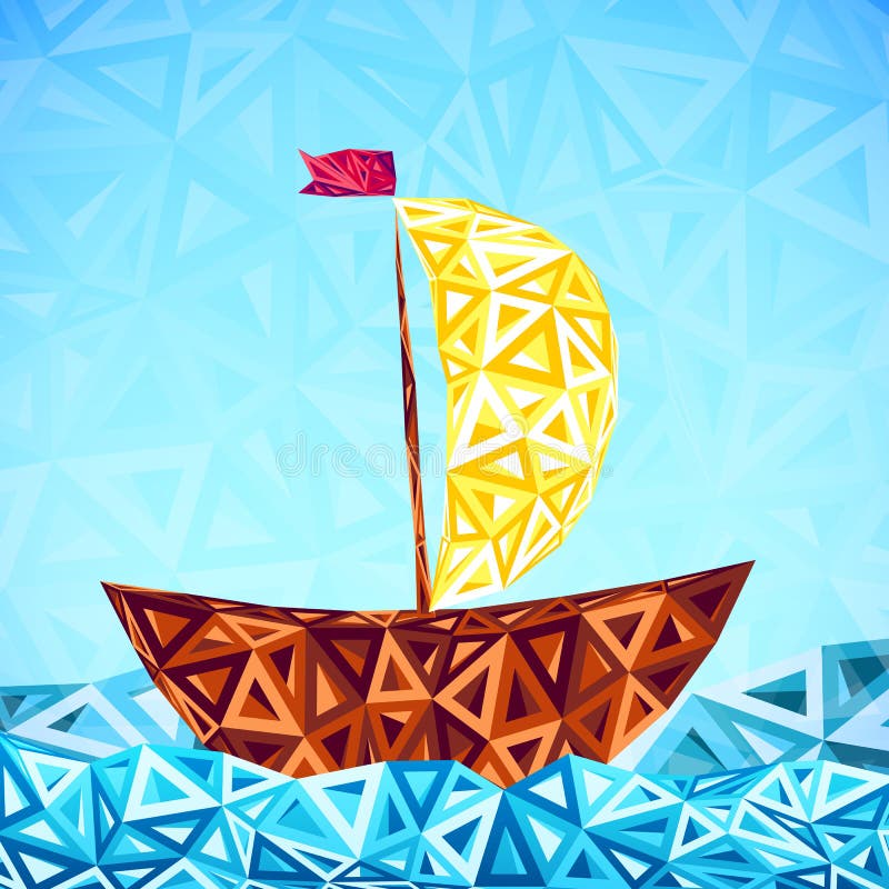 Abstract Triangles Pattern Vector Simple Boat Stock Vector ...
