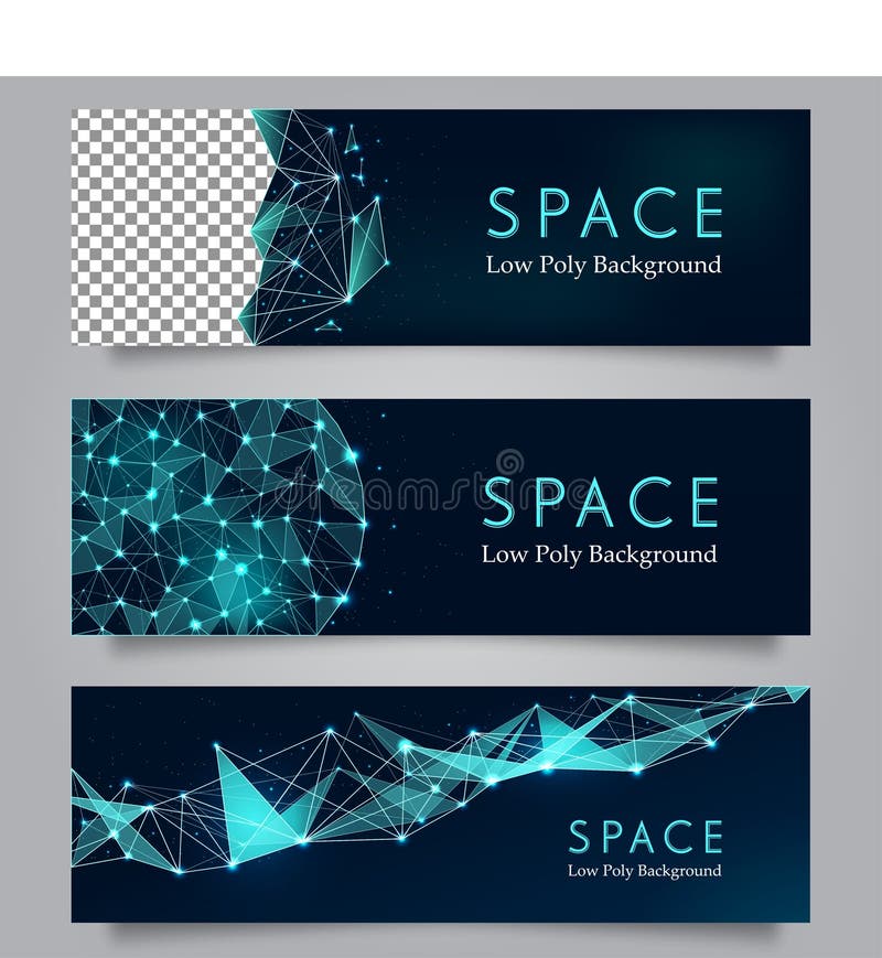 Abstract Triangles Space Low Poly Banner Design Stock Vector ...