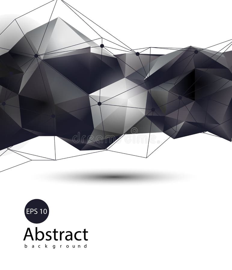 Abstract Triangles Space Low Poly. Polygonal Background with Connecting ...