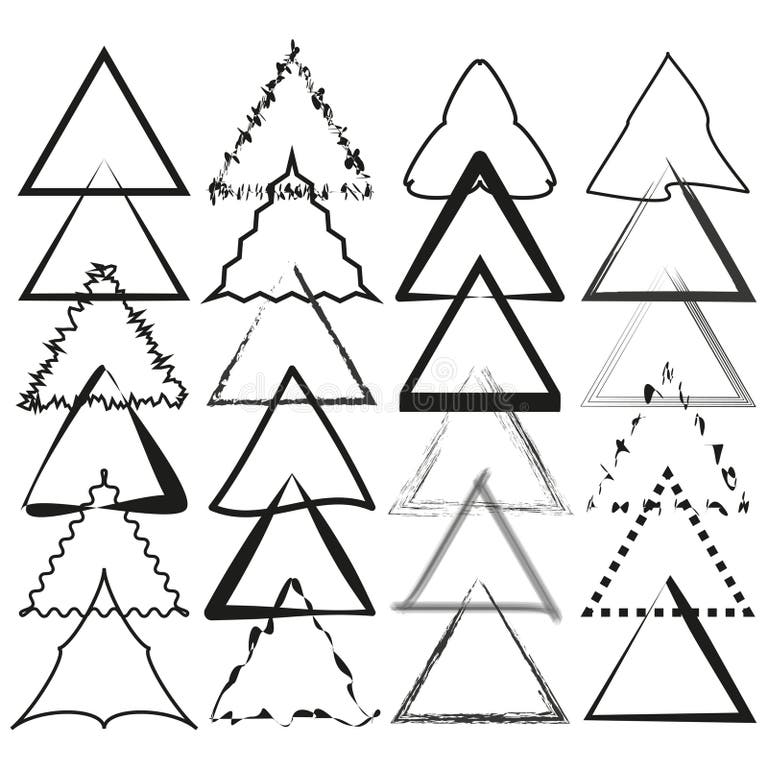 Abstract Triangles Vector. Black and White. Various Outline Designs ...