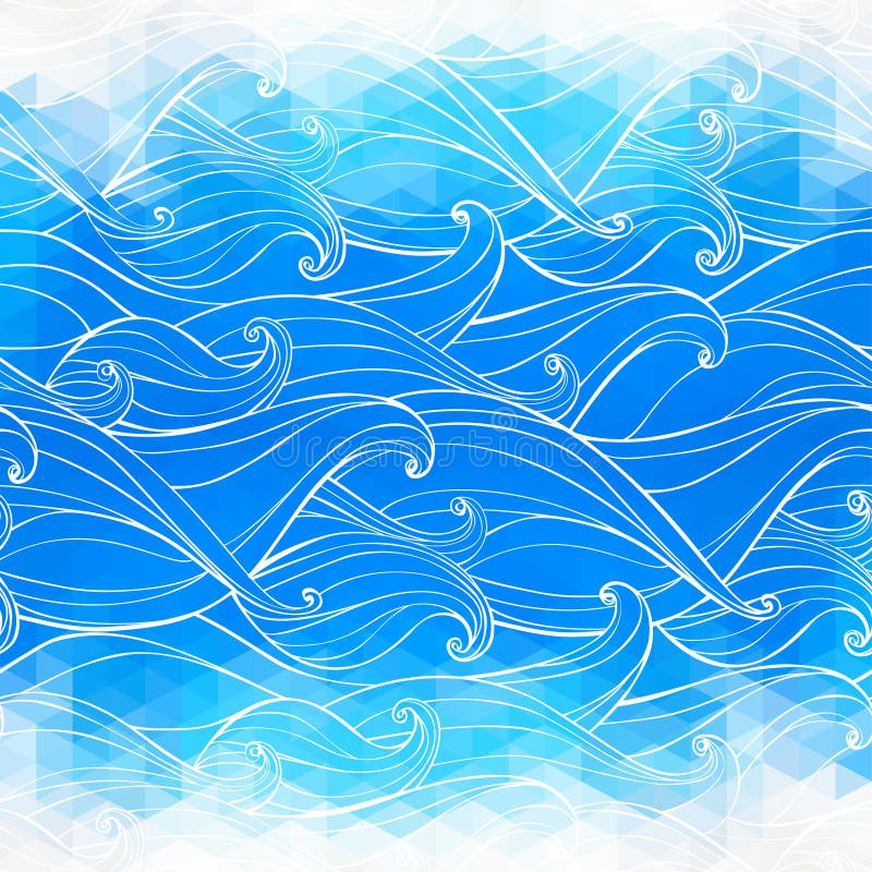 Abstract Triangular Background with Hand-drawn Waves Stock Vector ...
