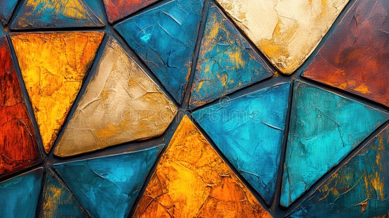 Abstract Blue Geometric Triangular Art Painting Texture Canvas Stock ...