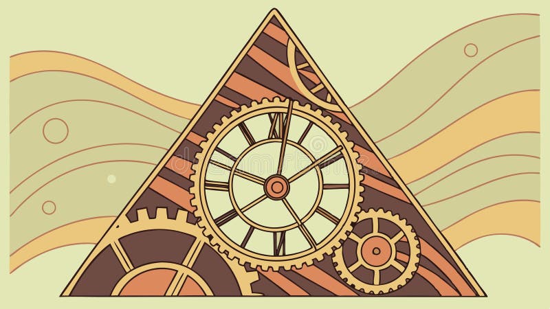 Abstract Triangular Clock Gears Design with Warm Hues, Vector Design ...
