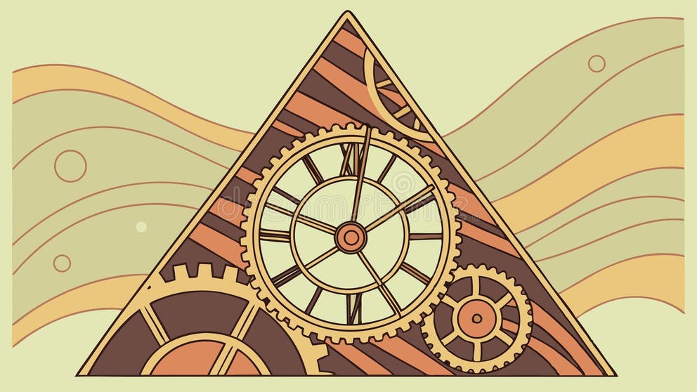 Abstract Triangular Clock Gears Design with Warm Hues, Vector Design ...