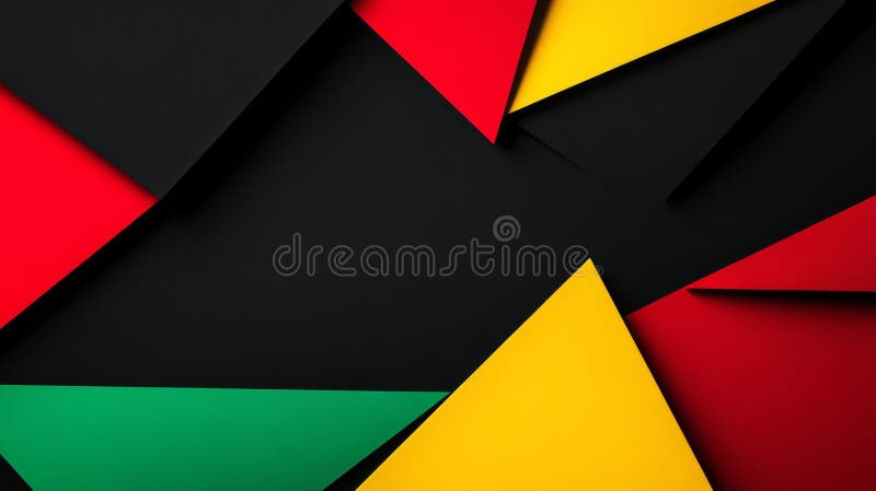 Abstract Triangular Composition Red, Yellow, Green, Black, Pan-African ...