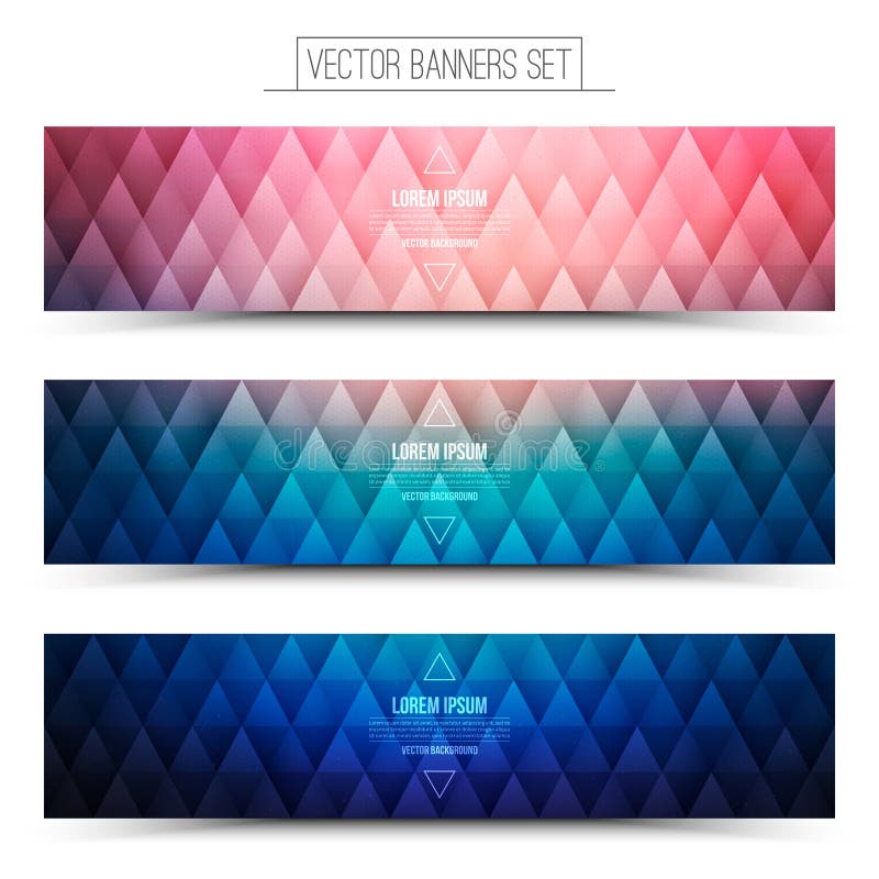 Triangular Structure Colored Web Banners Set Stock Illustration ...