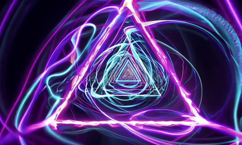 Abstract Triangular Energy Frame Glowing in Vibrant Purple and Cyan ...