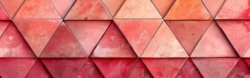 Abstract Triangular Mosaic Tiles Texture in Red and Pink with Geometric ...