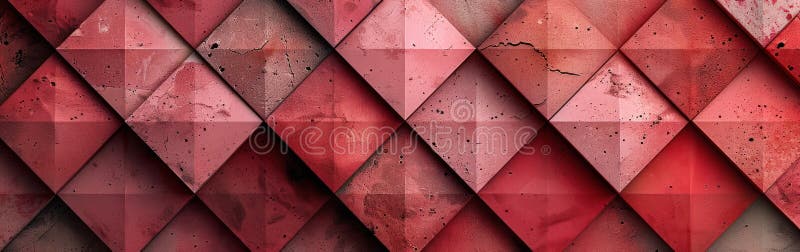 Abstract Triangular Mosaic Tiles Texture in Red and Pink with Geometric ...
