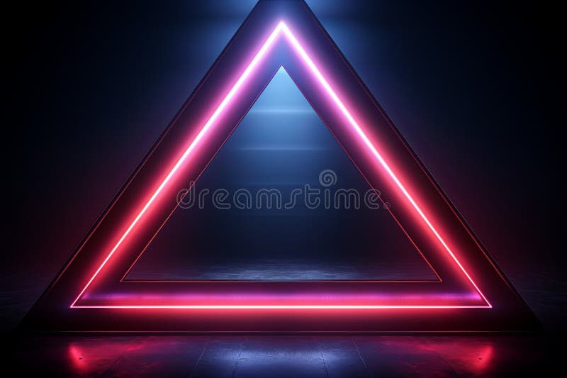 Abstract Triangular Neon Light Frame with Futuristic Glowing Light ...