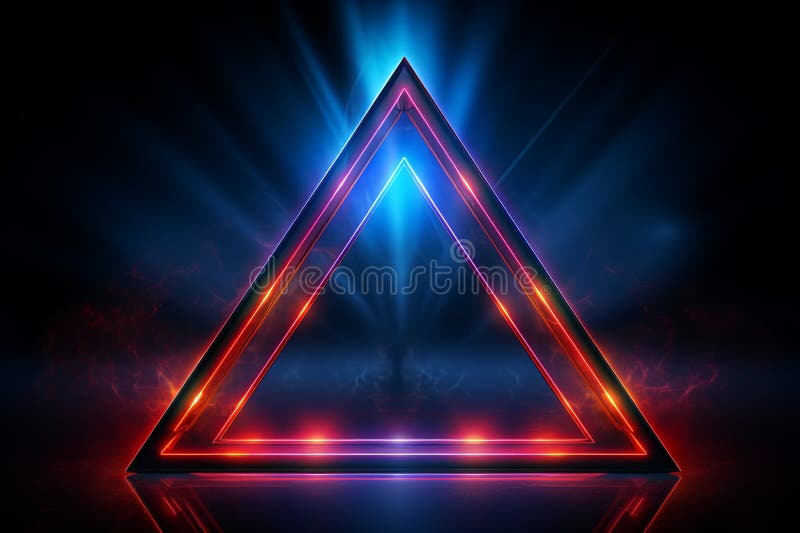 Abstract Triangular Neon Light Frame with Futuristic Glowing Light ...