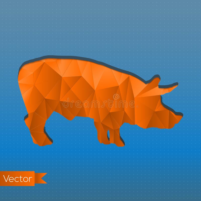 Abstract Triangular Stamp Orange Pig on Pure, Simple, Dotted, Blue ...