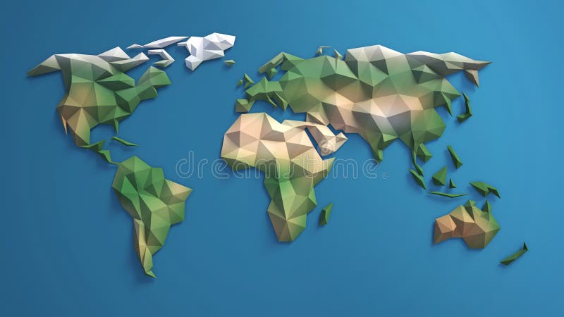Abstract Triangular World Map 3d Rendering Stock Illustration ...