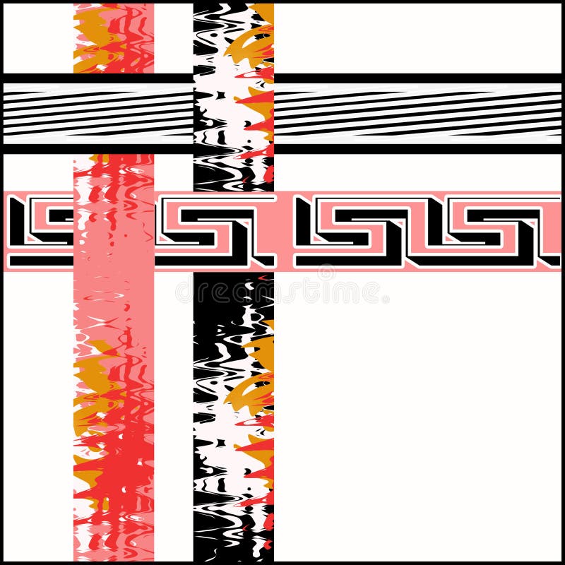 Abstract Tribal Ethnic Lines Print Background Stock Illustration ...