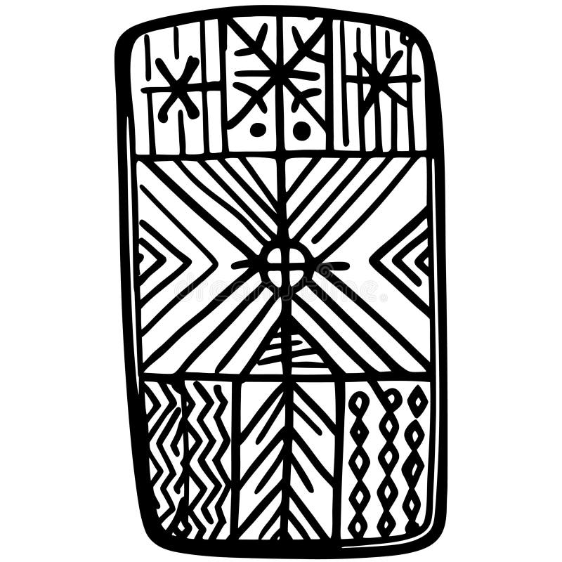 Abstract Tribal Pattern in Bold Black Lines on Rectangular Canvas, AI ...