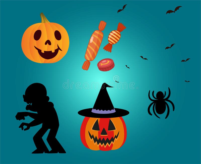 Abstract Trick or Treat Happy Halloween Objects Candy Tomb Stock ...